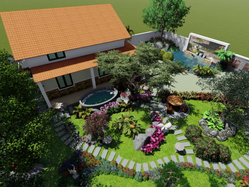 Mẫu khuôn viên sân vườn đẹp bắt kịp xu hướng hiện đại